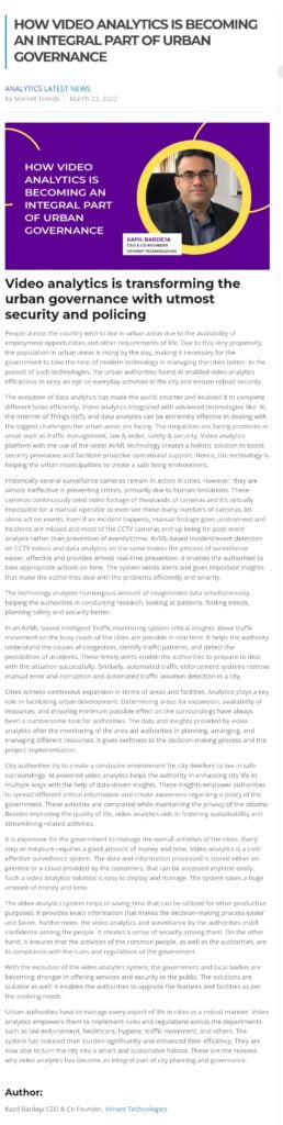 Exclusive article with Analytics Insight - Vehant Technologies