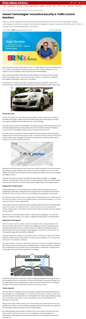 Vehant Technologies' Innovative Security & Traffic Control Solutions ...